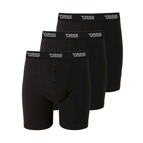 3 Pairs Mens Duke Button Front Black Boxer Shorts/Boxers Underwear Size ...