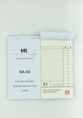 100X Mid Takeaway Duplicate Carbonless Restaurant Docket Order Book ...