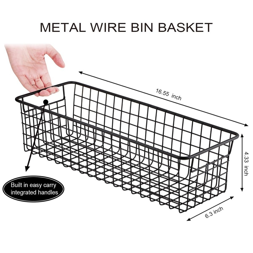 Farmhouse Decor Metal Wire Storage Organizer Bin Basket(2 Pack ...