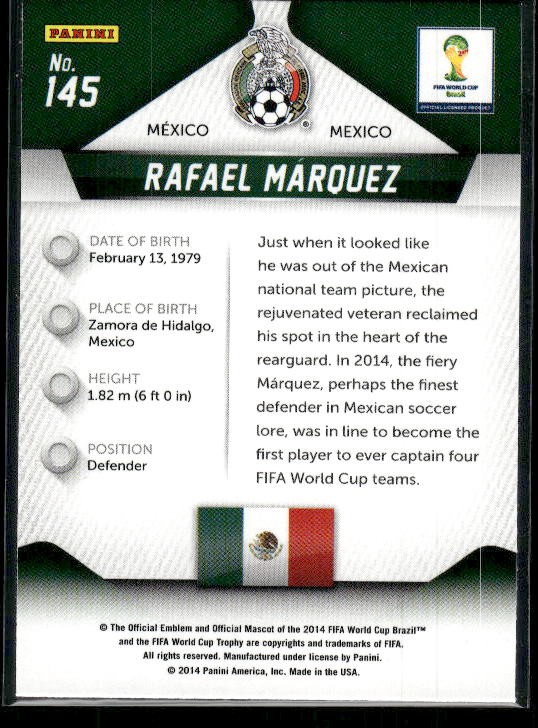 2014 Panini Prizm FIFA World Cup Brazil #145 Rafael Marquez | eBay