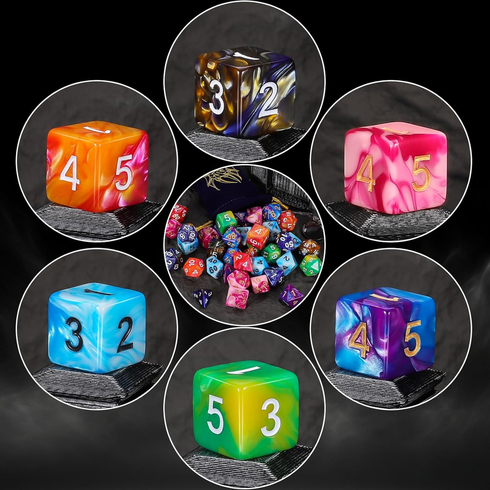 DND Dice - 42Pcs Polyhedral Dice, 6 Set Complete Double-Colors D&D Dice ...