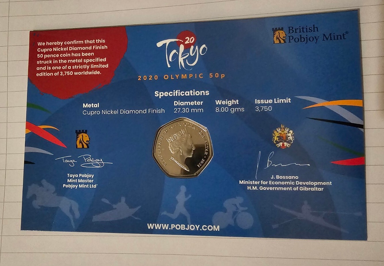 2020 UK Team GB 50p Tokyo Olympics Fifty Pence Coin Cycling Gibraltar ...