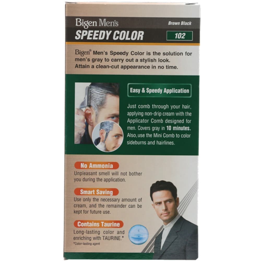 Bigen Men's Hair Dye Speedy Color Brown Black 102 Permanent Cream No ...