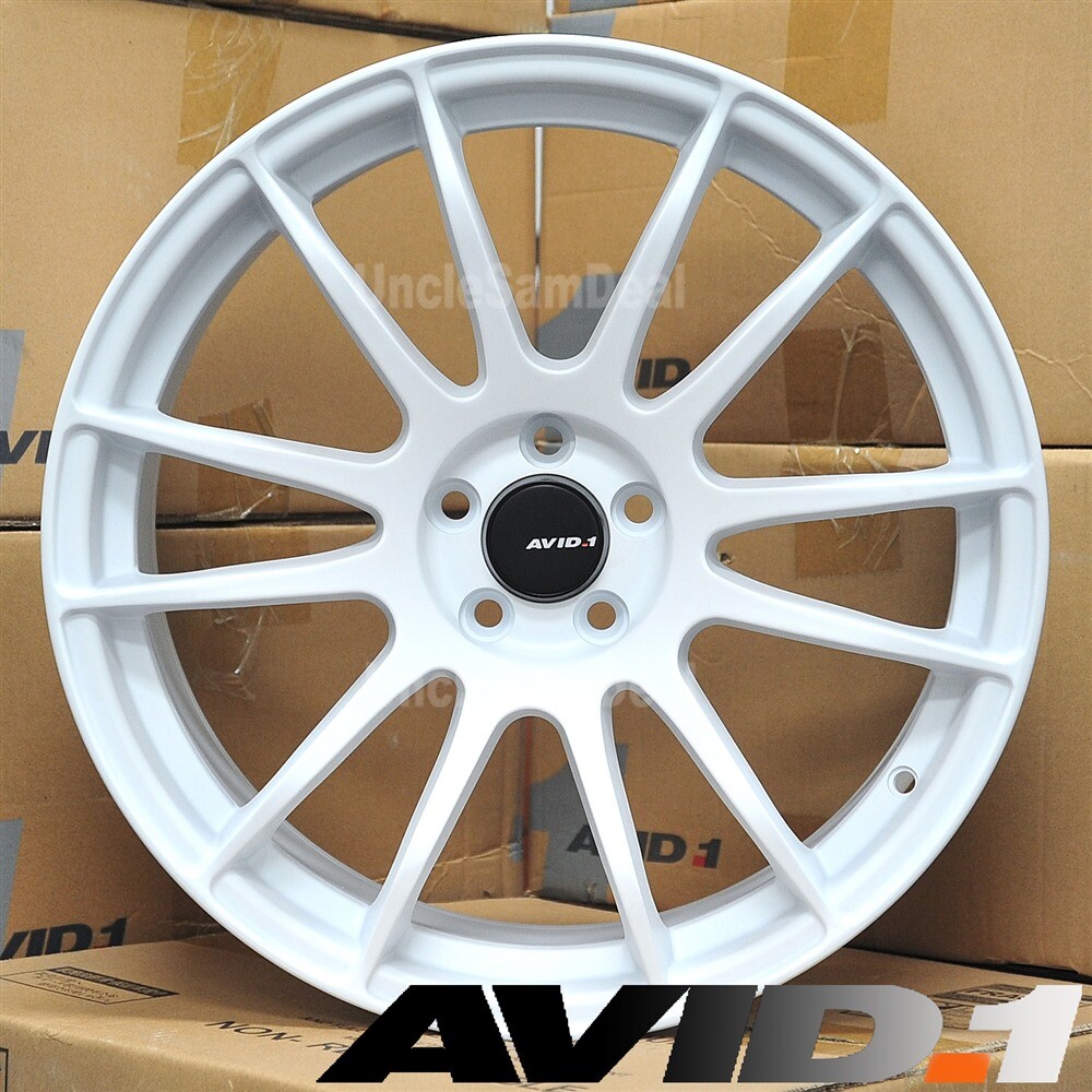 18" 18x9.5 5x114.3 +22 OFFSET AVID.1 AV-20 MATTE WHITE 12 SPOKE SPORT ...