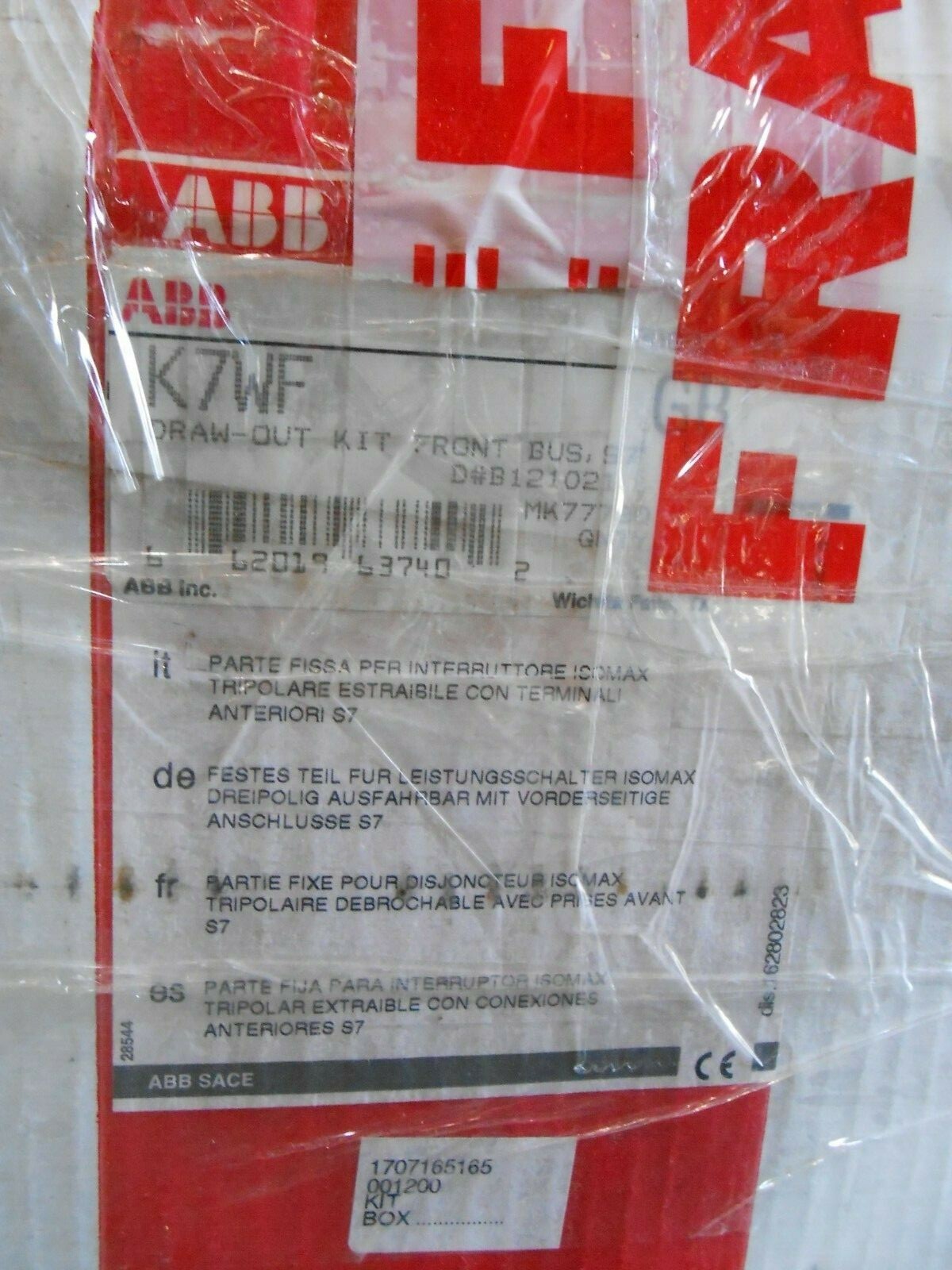 ABB K7WF CIRCUIT BREAKER DRAW-OUT KIT FRONT BUSS K7WMK S7H S7S S7N ...