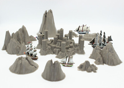 Pirates CSG 3d Printed Terrain Island Fort Mountains Volcanoes | eBay