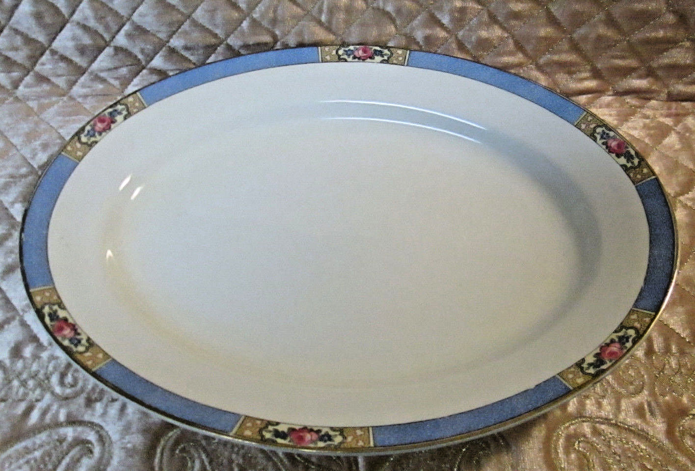 J&G Meakin England 14" Oval Platter Plate Sol 391413 MEK25 Gold Rim ...
