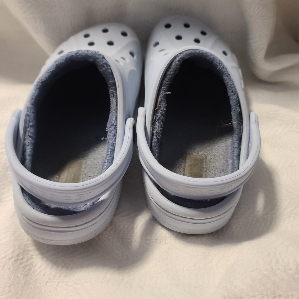Crocs Classic Lined Clogs Light Blue Women’s Size 8 Mens 6 Warm Fuzzy ...
