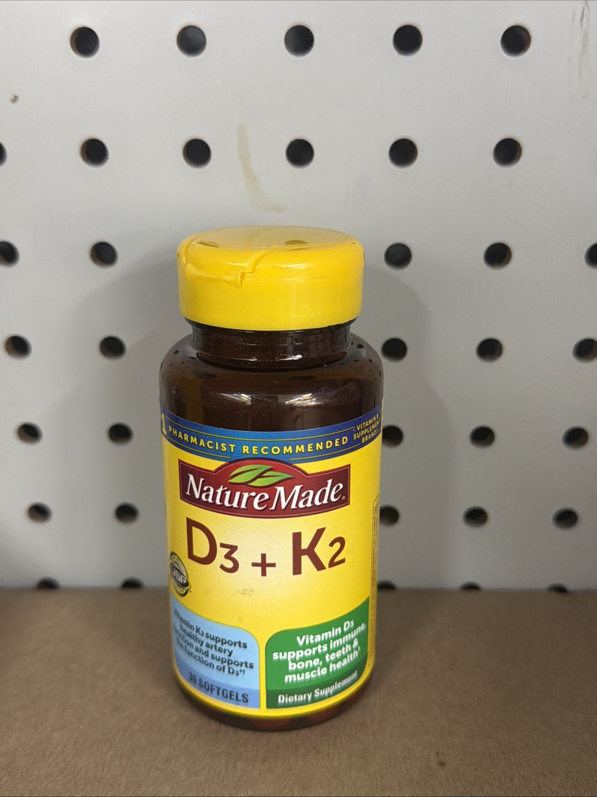 Nature Made Vitamin D3 + K2, Dietary Supplement, GF, 30 Softgels, USP ...