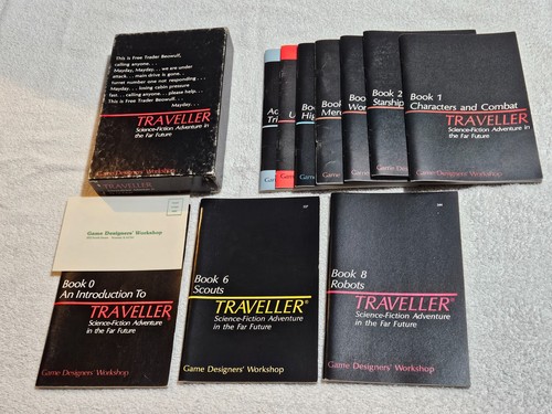 GDW TRAVELLER RPG Box +10 Book Lot! #0, 1, 2, 3, 4, 5, 6, 8, Adventure ...