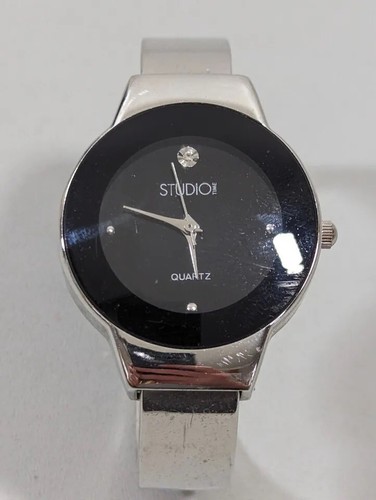 Studio Time Silver Tone Quartz Movement Cuff Wrist Watch | eBay