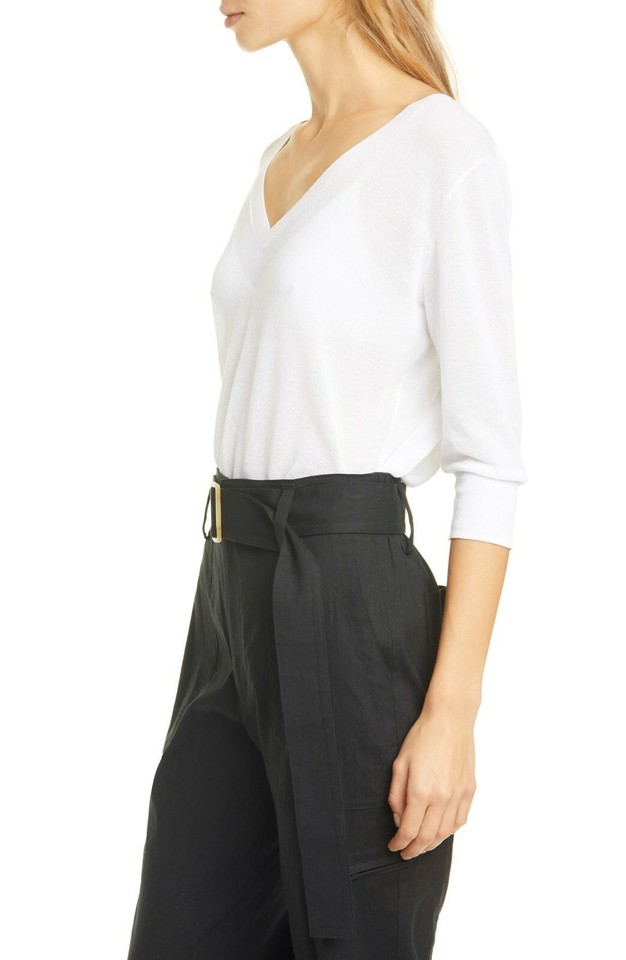 Women's Vince White V-Neck Sweater L70419 Size Medium | eBay
