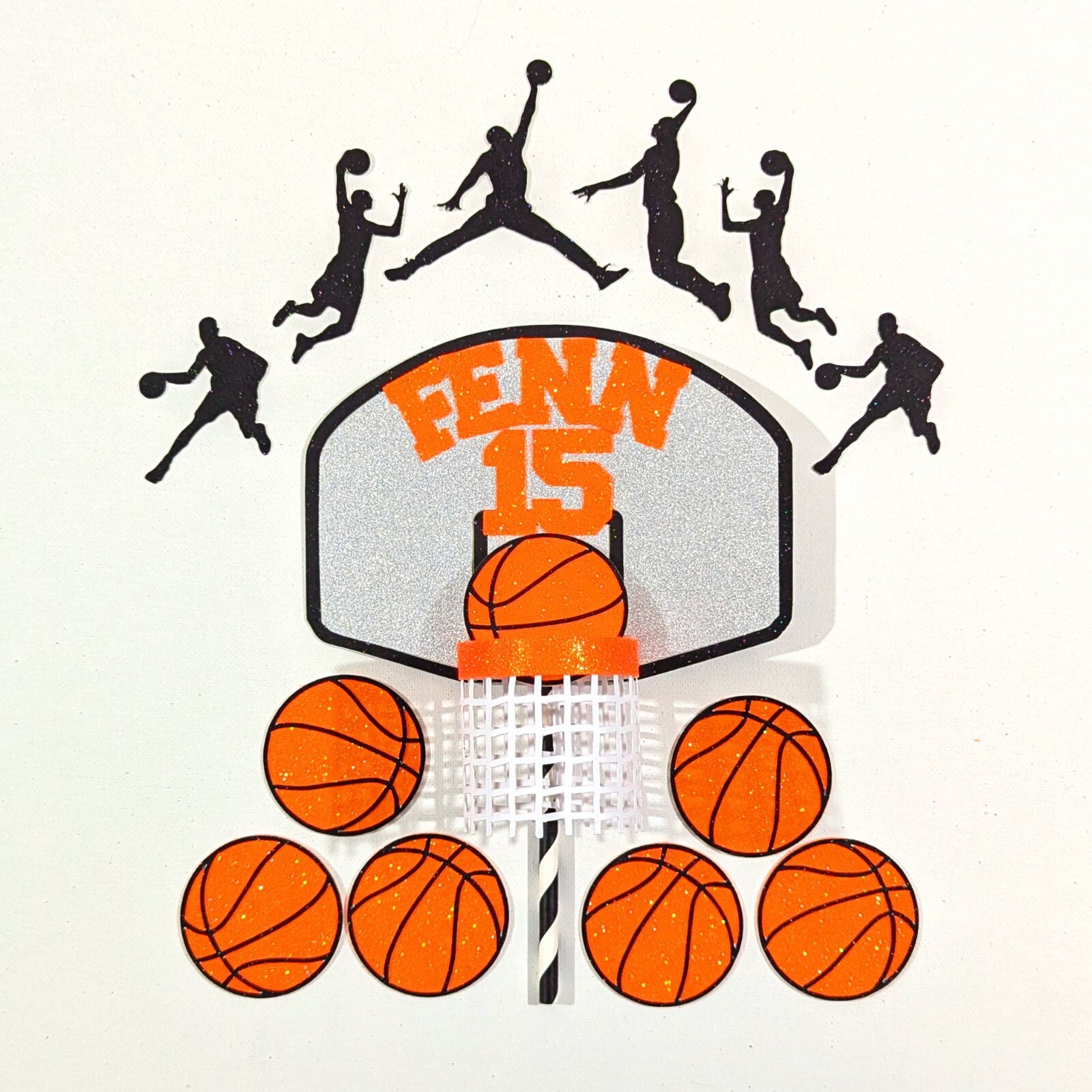 Basketball Themed 🏀 Cake Topper 3D Net & Ball Personalised Free ...