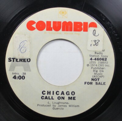 Rock Promo 45 Chicago - Call On Me / Prelude To Aire On Columbia | eBay