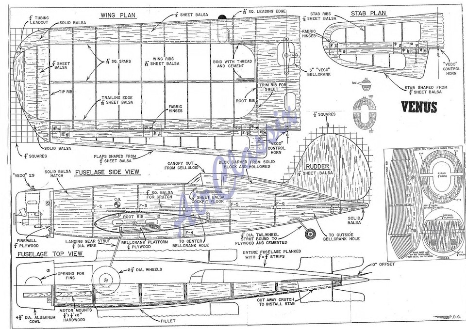 Stunt Plans: Bob Palmer Venus with Radial Cowl (1952) | eBay