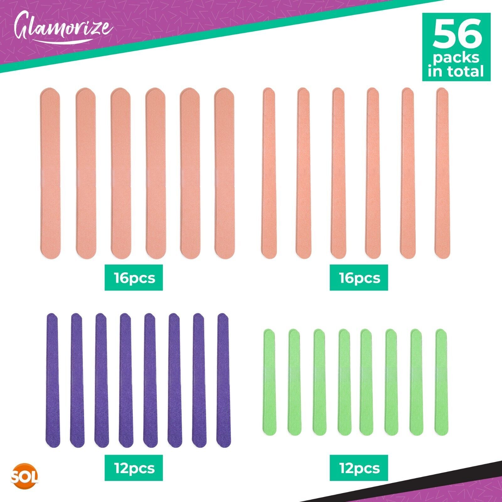 28-56 Professional Emery Boards for Nails | Assorted Double Sided Nail ...