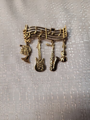 Vintage Music Pin Brooch Musical Instruments Costume Jewelry | eBay