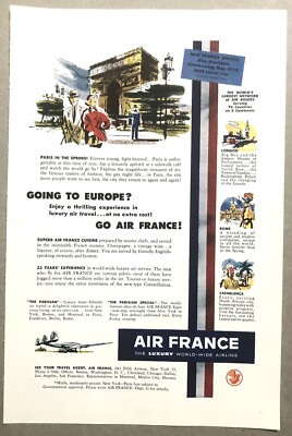 Vintage 1952 Original Print Ad Full Page - Air France - Going to Europe ...