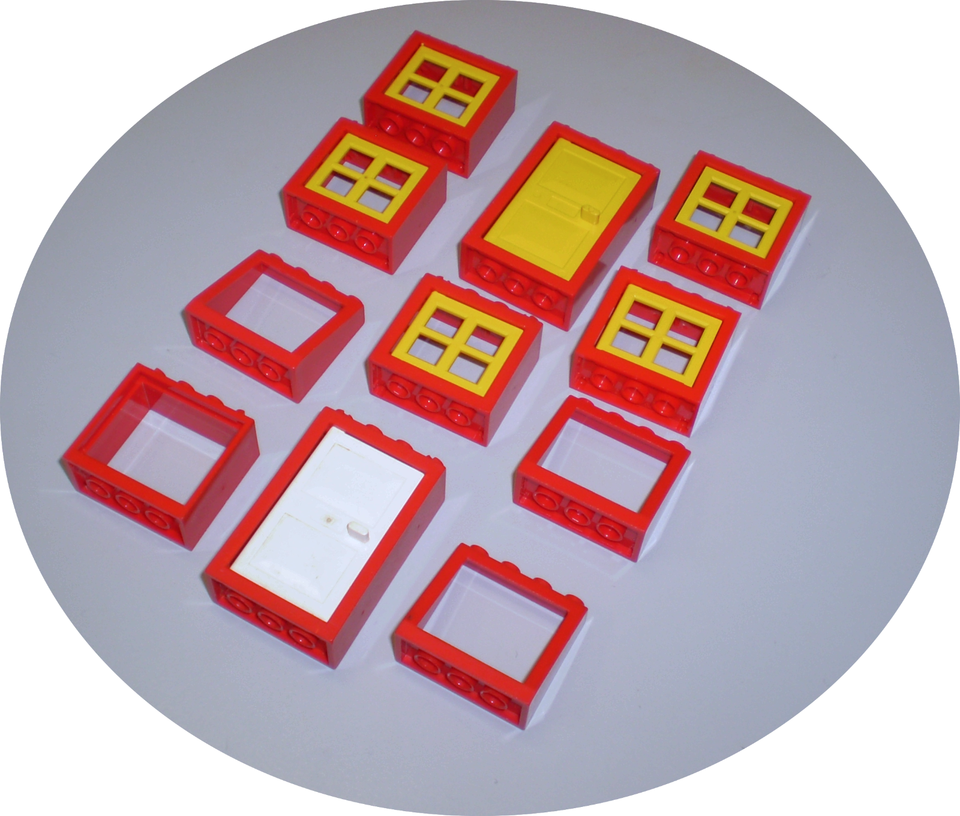 11 Used LEGO Red & Yellow 2 x 4 x 3 Window & 2 x 4 x 5 Door 4130 - 4131 ...