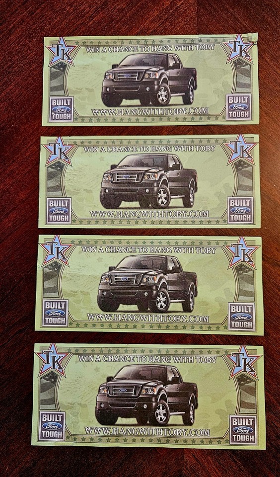 (4) Toby Keith "One Toby Buck" Hang with Toby Ford Truck Novelty Dollar ...