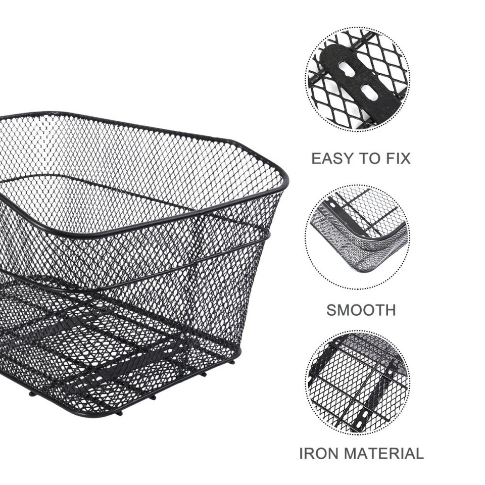 Rear Cycle Basket Bike Rear Rack Basket Wire Bike Basket Bike Cargo ...