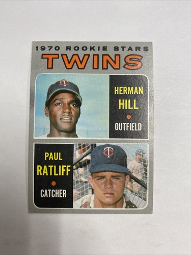 1970 Topps Baseball Twins Rookie Stars Herman Hill, Paul Ratliff Card ...