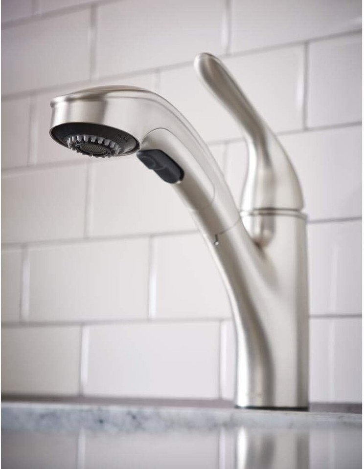 MOEN 87557SRS Brecklyn Pull-Out Sprayer Kitchen Faucet in Spot Resist ...