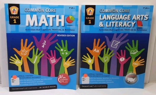 Lot of 2 Common Core Grade 1 Language Arts Literacy & Math World Book ...