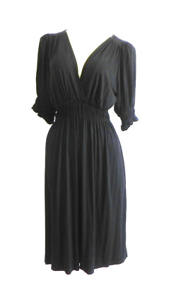 Max Edition Dress Empire/Elastic Waist V-Neck Short Sleeve Black Jersey ...