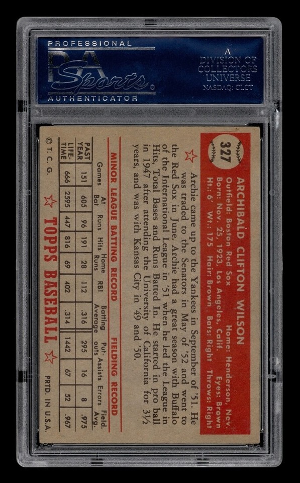 1952 Topps Set-Break #327 Archie Wilson PSA 5 EX | eBay