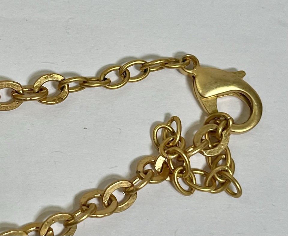 Long Gold Tone Hammered Oval Link Chain Necklace Modern Statement ...