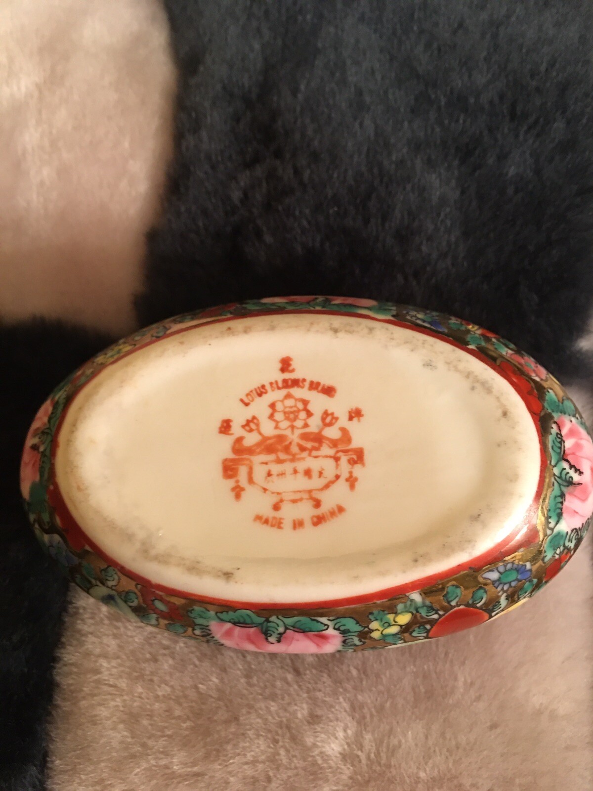 VINTAGE PORCELAIN TRINKET BOX LOTUS BLOOMS BRAND | eBay