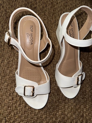 Top Moda Comfort Woman's Wedge Sandles Size 7 1/2 white | eBay