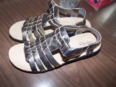 Excellent CLARKS Gold and Bronze Leather.Strappy Sandals Size 7 | eBay