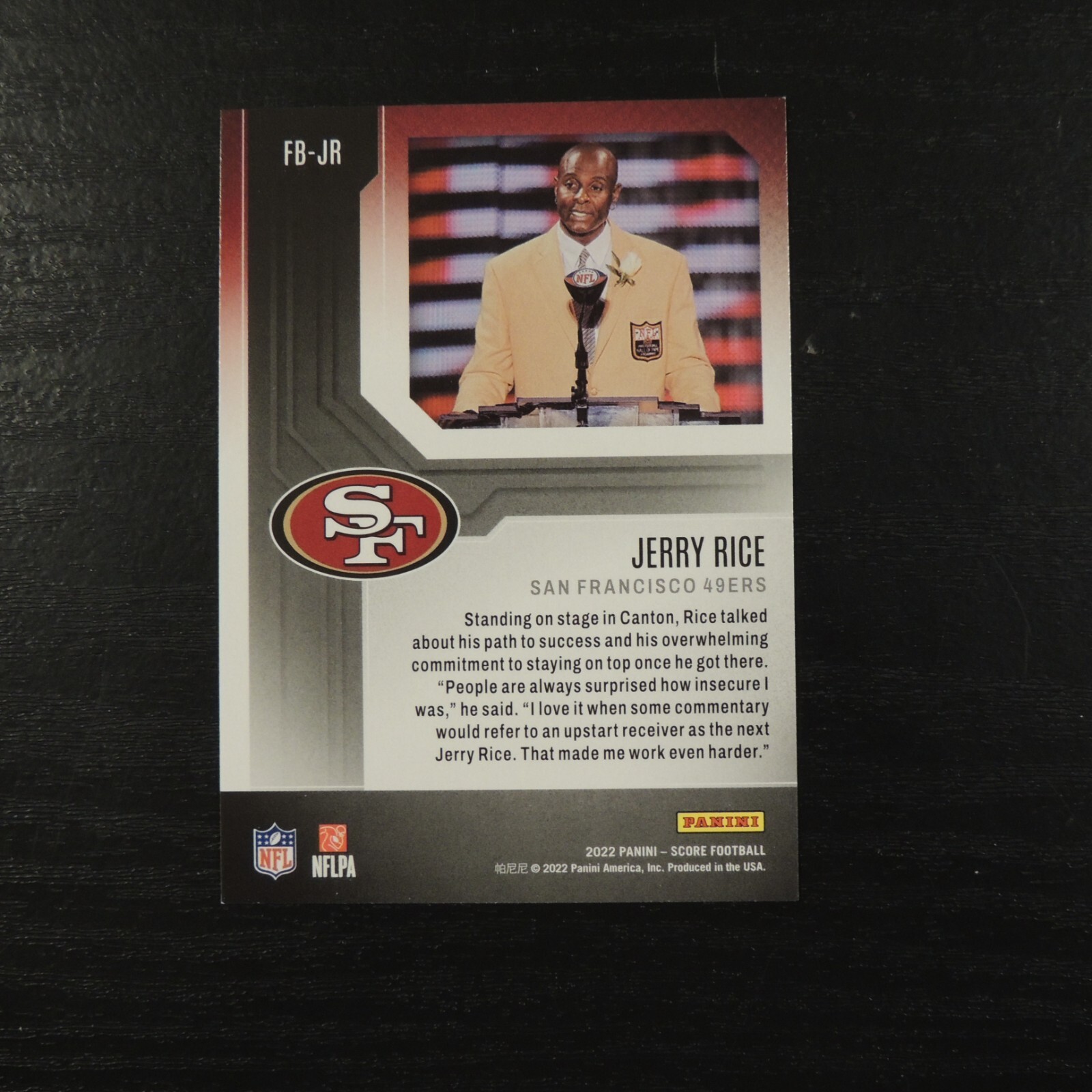 2022 Jerry Rice First Ballot Hall Of Fame Card Panini Score 49ers #FB ...