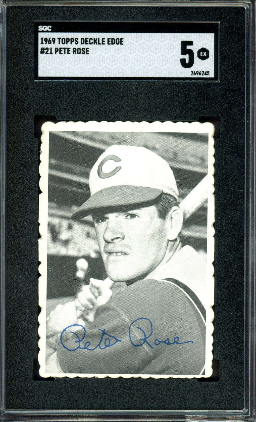 PETE ROSE ~ 1969 Topps Baseball Deckle Edge #21 ~ Graded SGC 5 ...