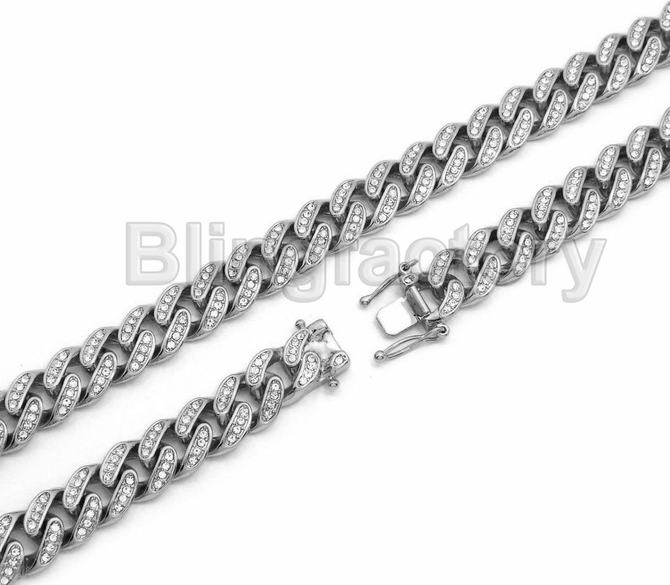 Super Mario Pendant & 18" Iced Cuban Box Lock Choker Chain Hip Hop ...