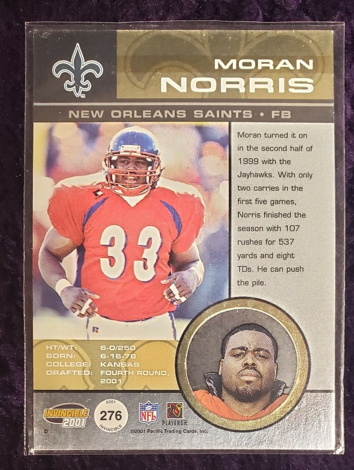 2001 Pacific Invincible Retail #276 Moran Norris RC | eBay
