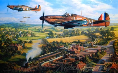 TRUDGIAN Tangmere Hurricanes RAF 604 Squadron AVIATION ART w/ PETER ...