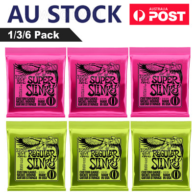 1/3/6 Pack Ernie Ball Electric Guitar Strings Slinky 2221 (10-46) 2223 ...