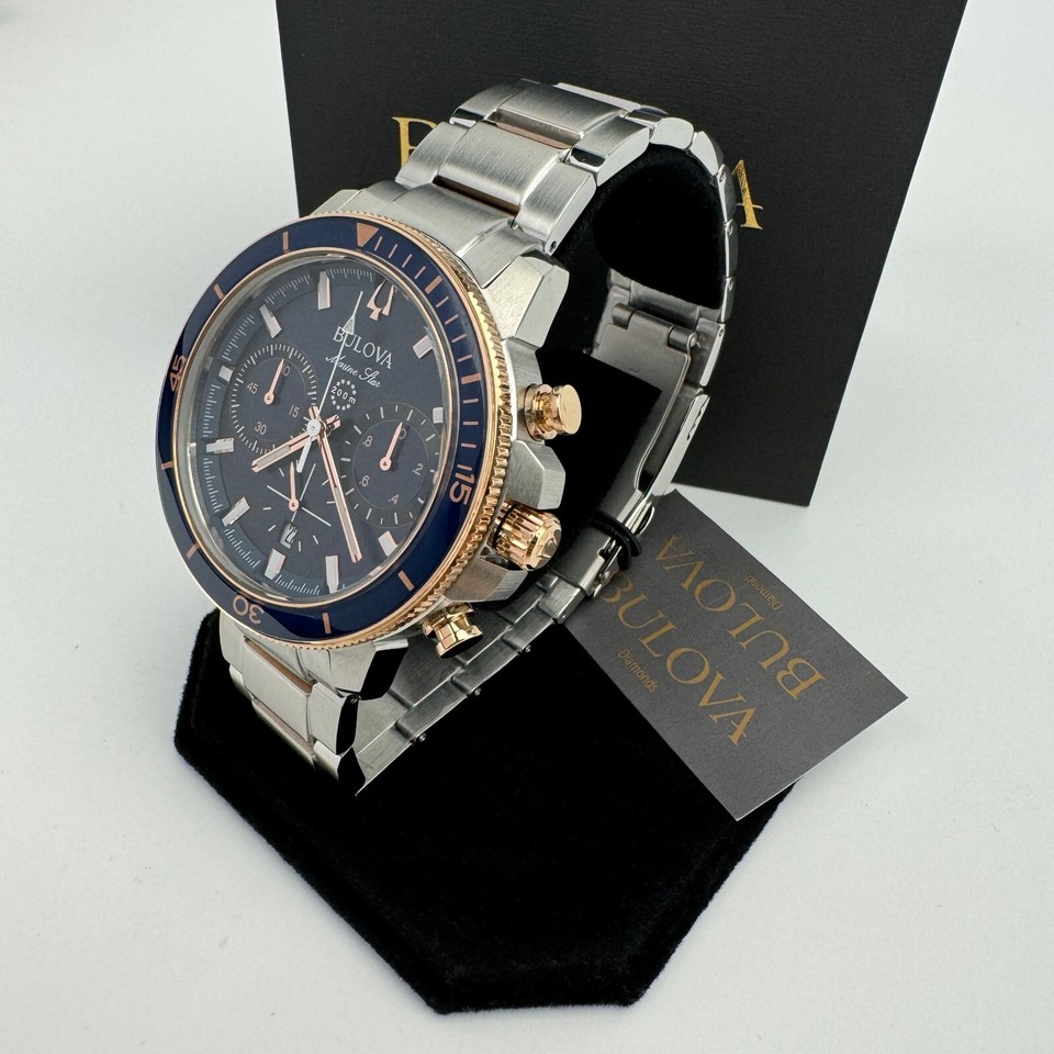 Bulova Marine Star 98B301 Chronograph Blue Dial Stainless Steel Mens ...