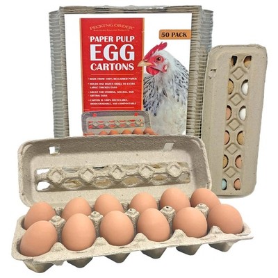 Paper Pulp Egg Cartons - 50 Pack Eco-Friendly Storage for Eggs and ...