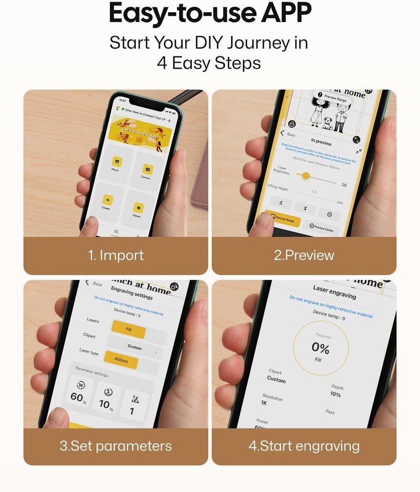 LaserPecker LP1 Pro Mini Portable Laser Engraver Wood Leather Engraving ...