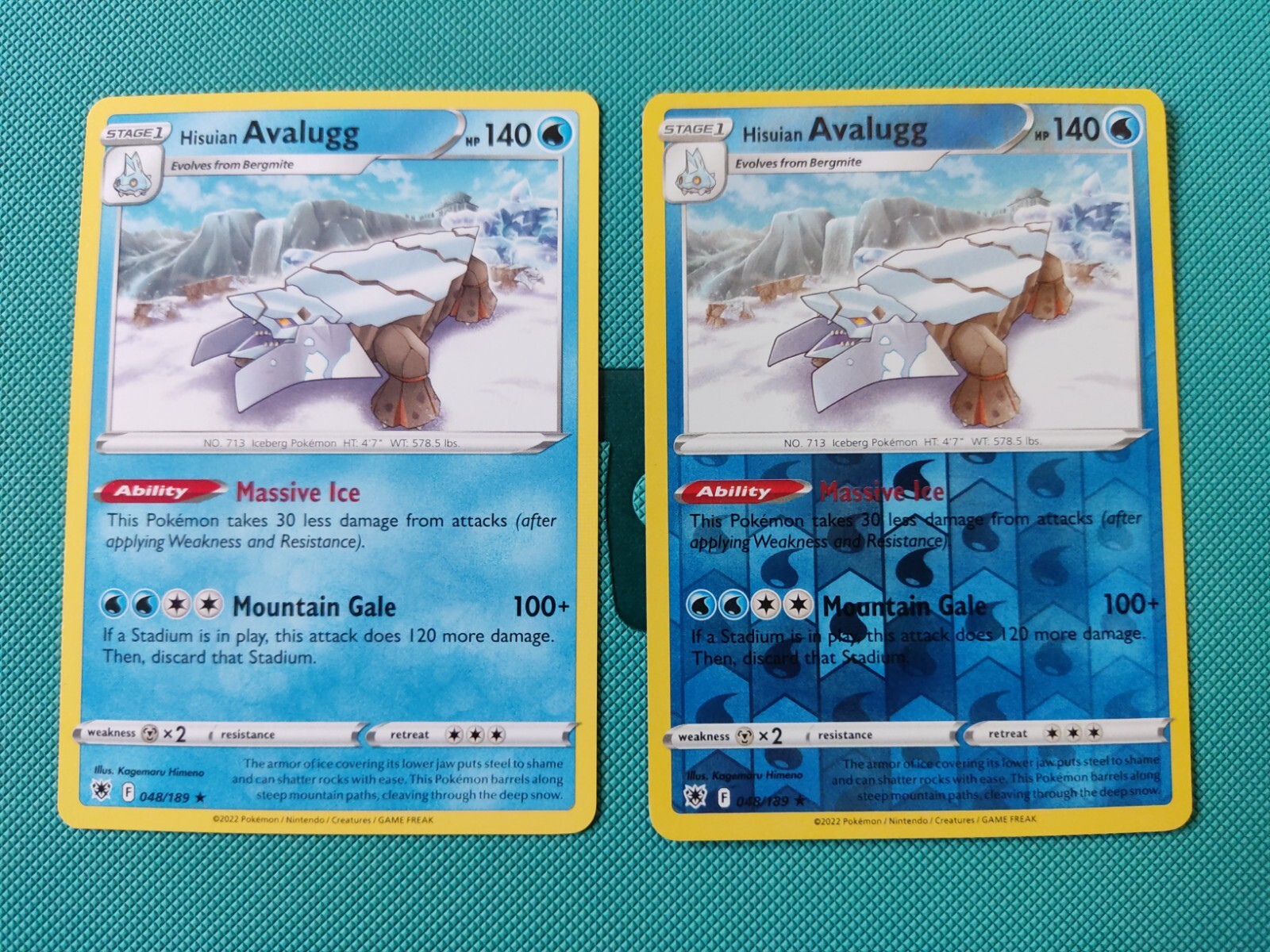 048/189 Hisuian Avalugg Rare & Reverse Holo bun Pokemon TCG Card Astral ...
