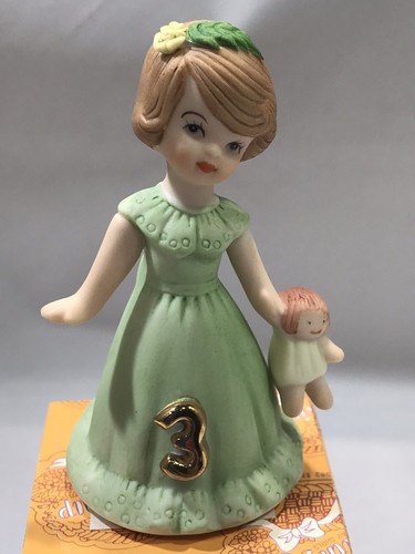 ENESCO GROWING UP GIRLS "AGE 3 BRUNETTE" Porcelain Figurine #E-9527 NO ...