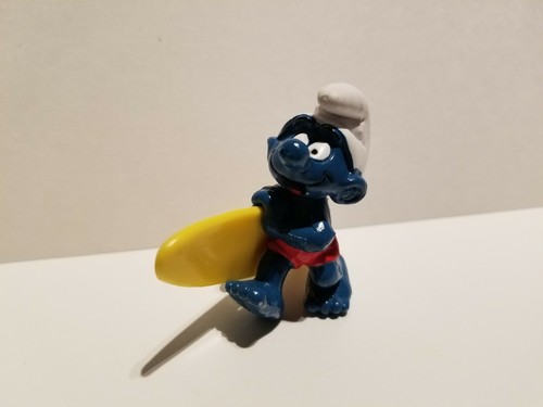 Smurfs 20137 Surfer Smurf Figure Surf Board Vintage Toy PVC Surfing ...