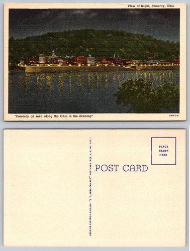 Pomeroy Ohio OH Night View Ohio River Reflections Postcard | eBay