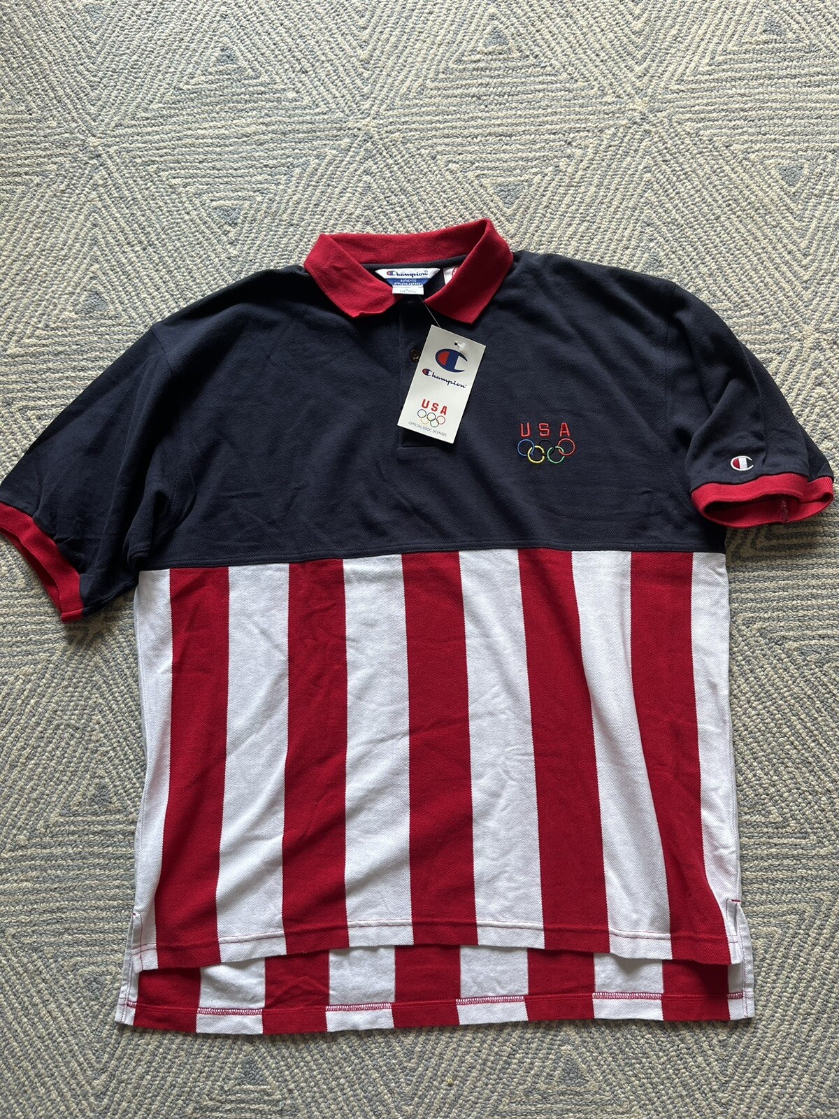 Vintage Champion USA Official Olympic Flag Polo - Red… - Gem