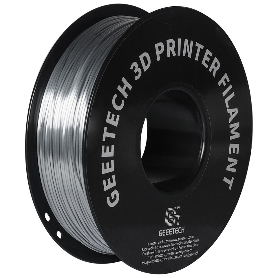 GEEETECH Silky PLA 3D Printer Filament 1.75mm 1KG Silk Silver Metallic ...