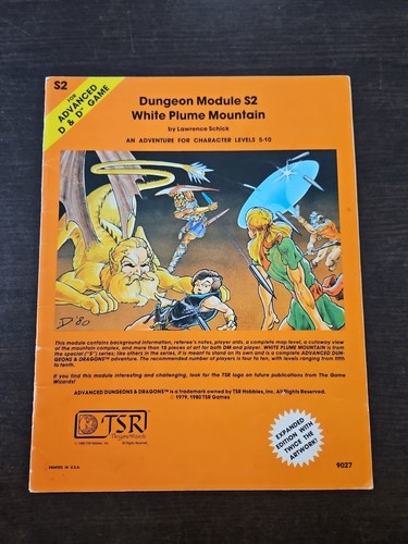 1981 TSR AD&D S2 WHITE PLUME MOUNTAIN 9027 MODULE 6TH PRINTING CMPLT NM ...